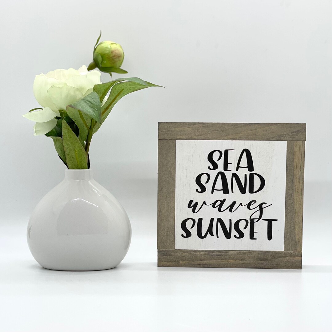 Sea Sand Waves Sunset Sign, Coastal Home Decor, Summer Gift, Beach Sign ...