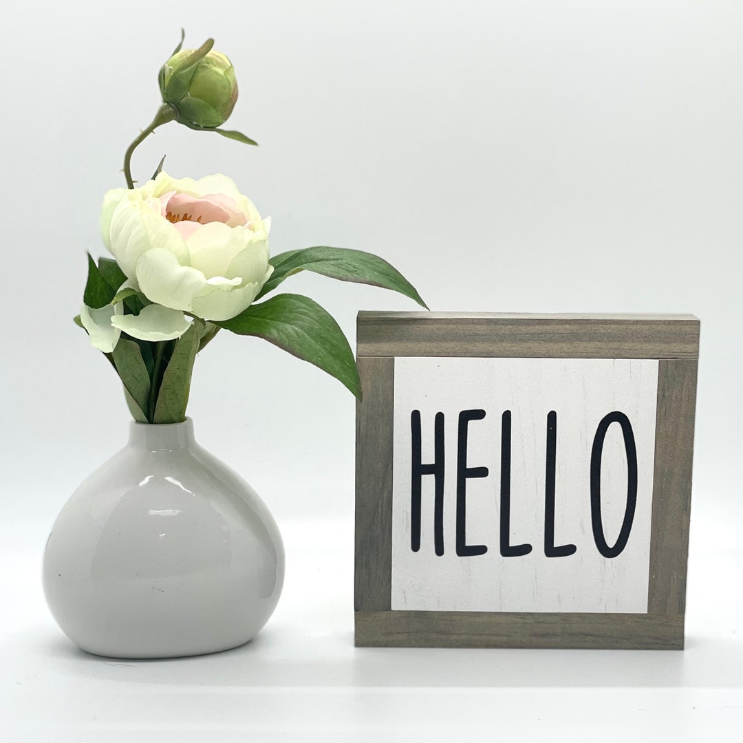 Hello Wood Sign, Simple Hello Sign, HELLO Home Decor, Front Desk Office ...