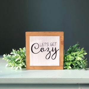 Let's Get Cozy Sign Fall Home Decor Rustic Winter Sign | Etsy