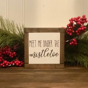Meet Me Under the Mistletoe, Christmas Wood Sign, Holiday Tiered Tray ...