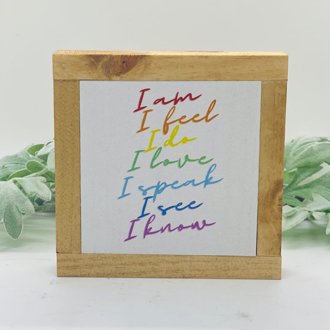 I Am I Feel I Do Sign, Chakra Affirmation Sign, Chakra Wood Sign ...