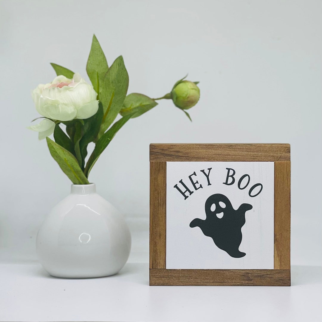 Hey Boo Sign, Halloween Home Decor, Simple Ghost Sign, Ghost Wood Sign ...