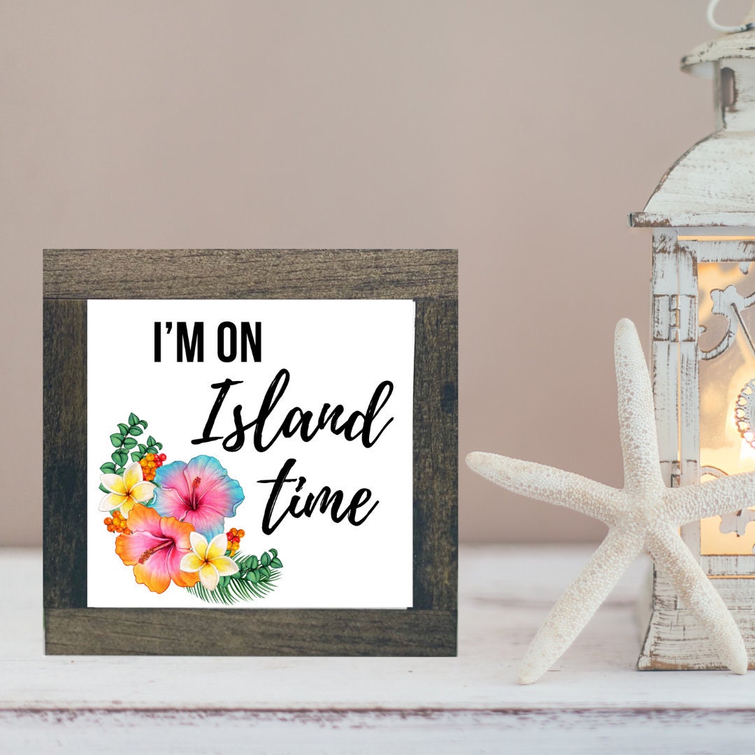 I'm on Island Time Sign, Tiki Theme Home Decor, Island Tiered Tray ...