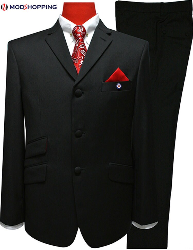 Black Suit Tailored 3 Button Black Mod Suit for Men - Etsy UK
