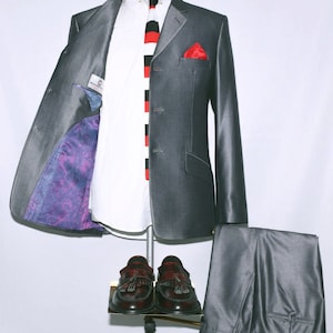 Mod Clothing | Mod Fashion Tailored 60s Silver Tonic Suit for Men - Etsy