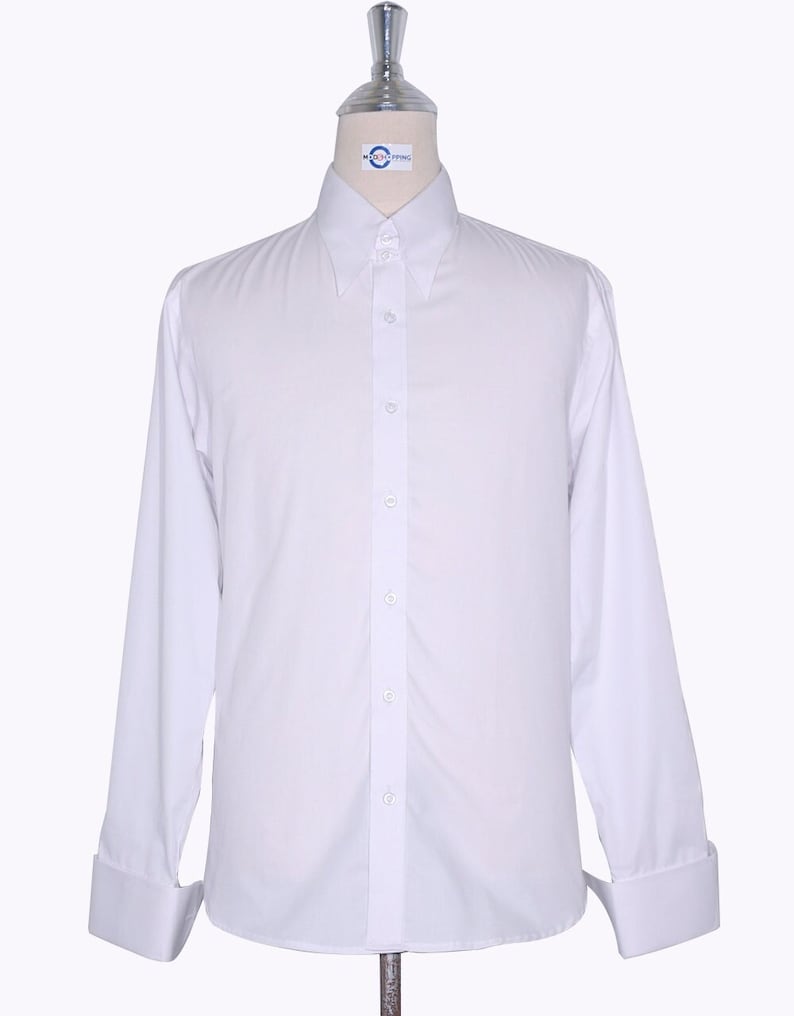 Tab Collar Shirt White Tab Collar Shirt - Etsy
