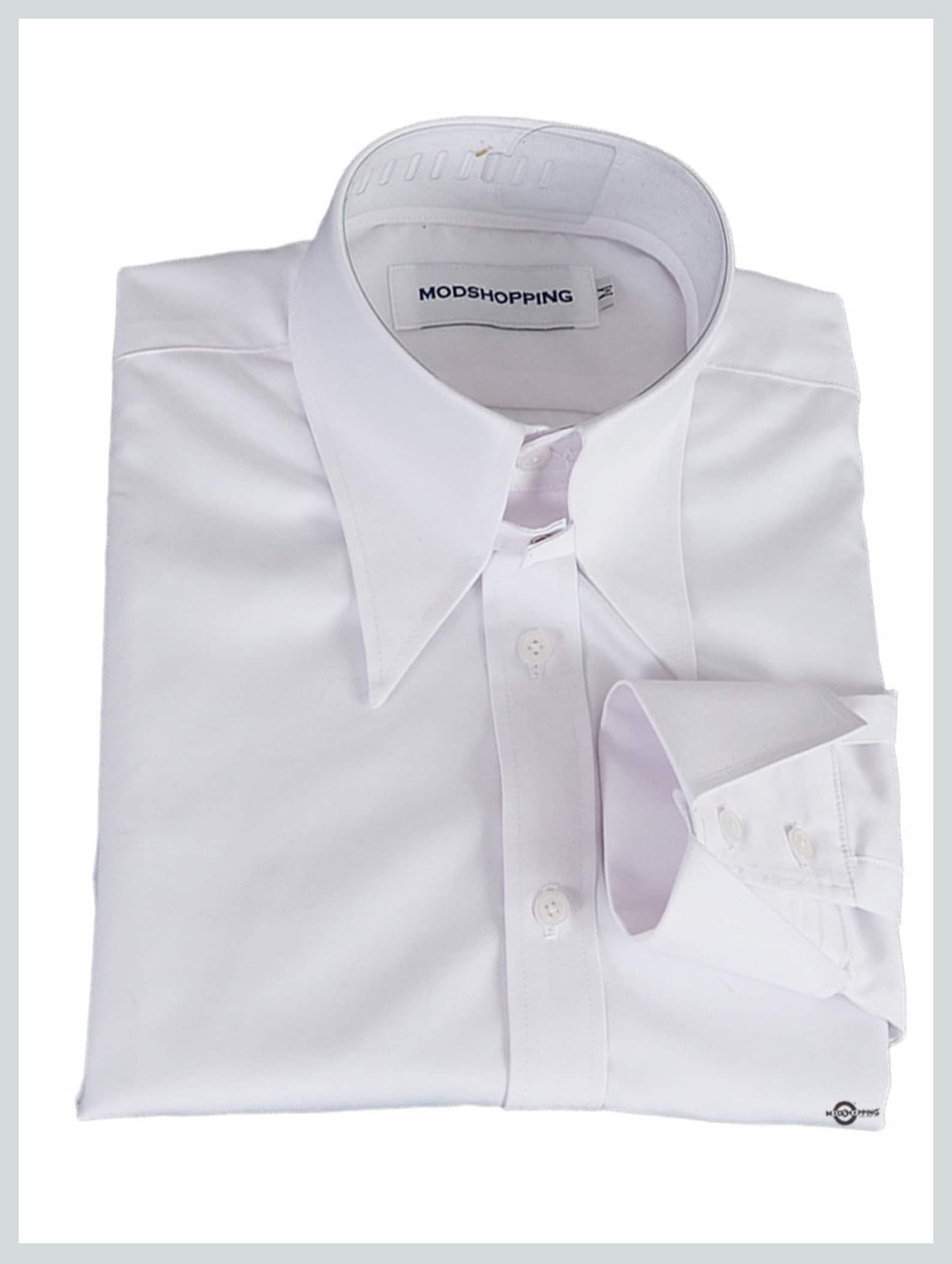 Tab Collar Shirt White Tab Collar Shirt for Man | Etsy UK