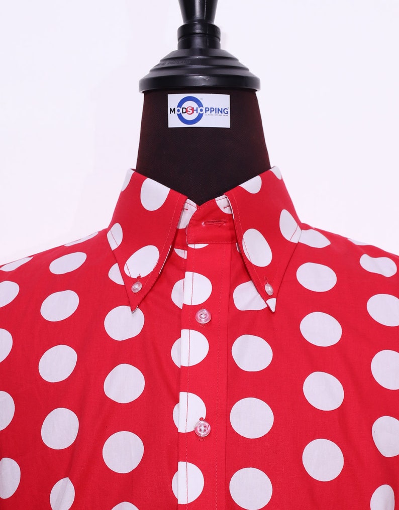 Mod Shirt | Large Red Polka Dot Shirt for Men - Etsy