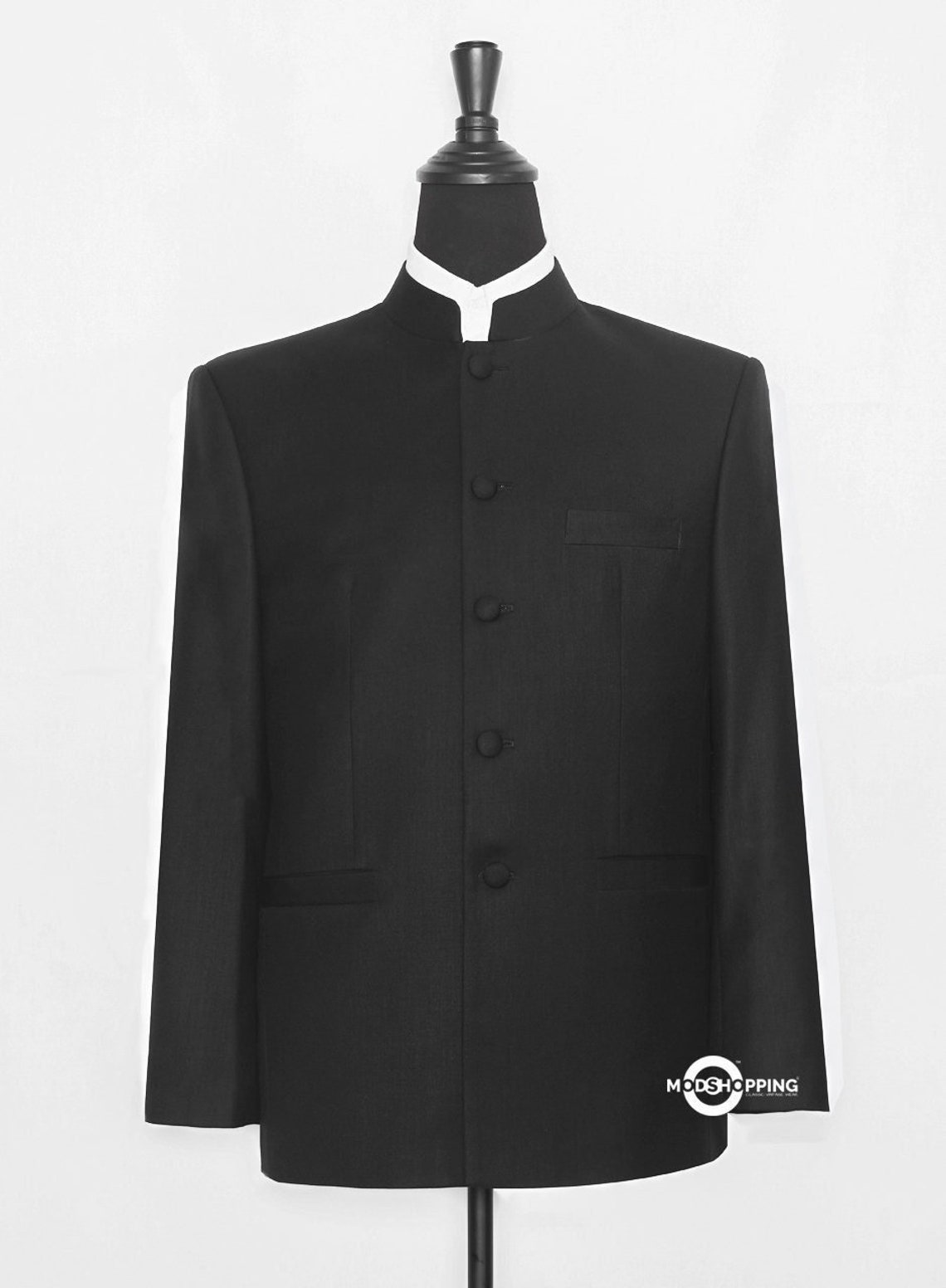 Black Nehru Collar Jacket - Etsy