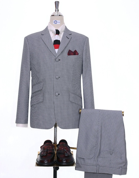 Small Houndstooth Suit Black and White Houndstooth Mod Suit | Etsy