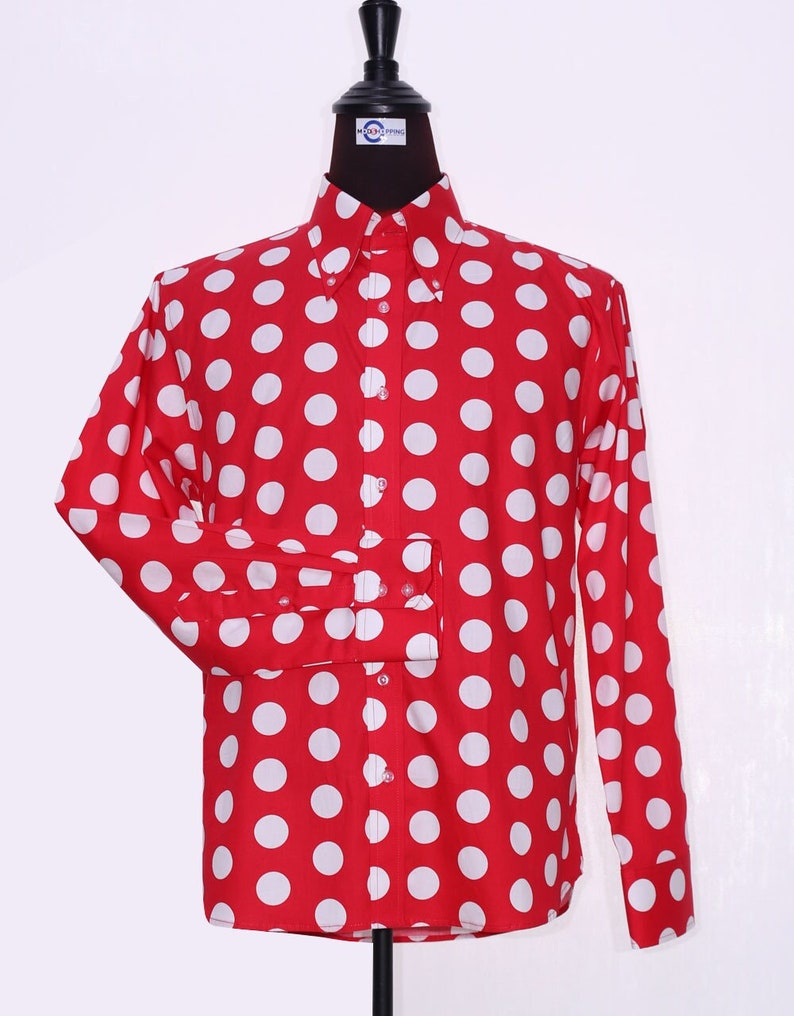 Mod Shirt | Large Red Polka Dot Shirt for Men - Etsy
