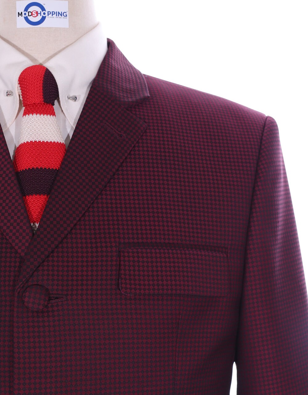Men's Three Piece Suit Burgundy Check Suit - Etsy