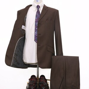 Mod Suit|tailored 60s Fashion 3 Button Brown Suit for Men - Etsy