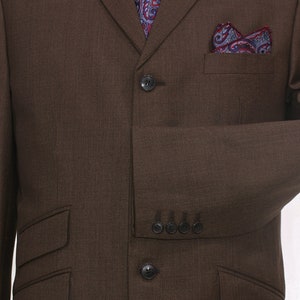 Mod Suit|tailored 60s Fashion 3 Button Brown Suit for Men - Etsy