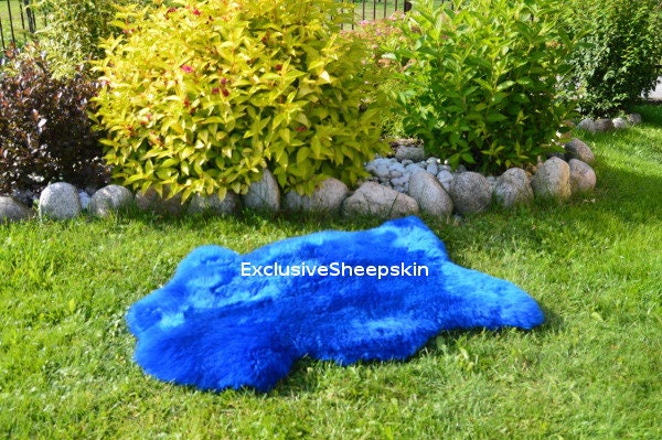 Blue Dyed Genuine Sheepskin Lambskin Sheep Skin Rug Pelt Soft - Etsy