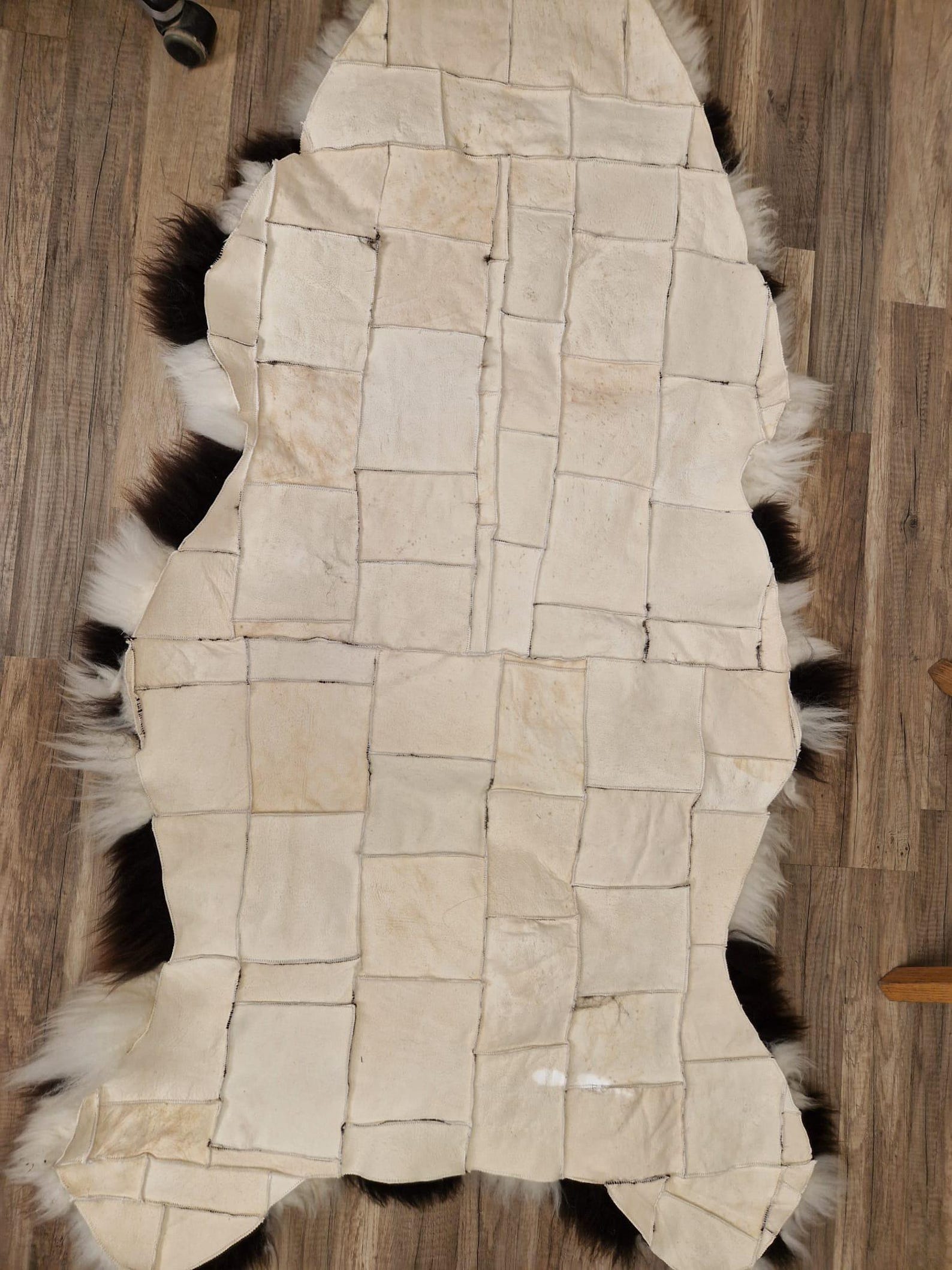 Natural 3 Color Patchwork Genuine Sheepskin Rug, 100% Sheep Skin Fur ...
