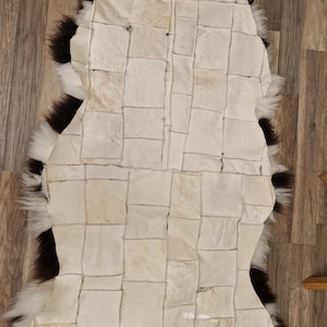 Natural 3 Color Patchwork Genuine Sheepskin Rug, 100% Sheep Skin Fur ...