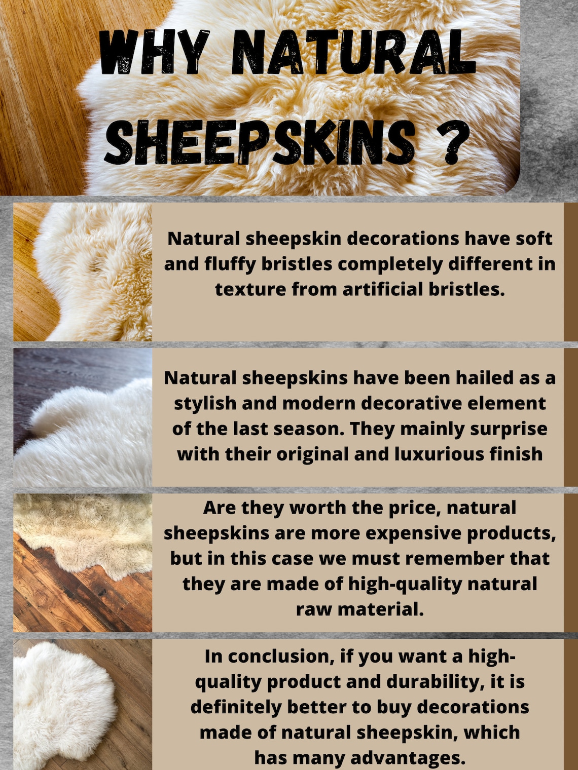 Natural 3 Color Patchwork Genuine Sheepskin Rug, 100% Sheep Skin Fur ...