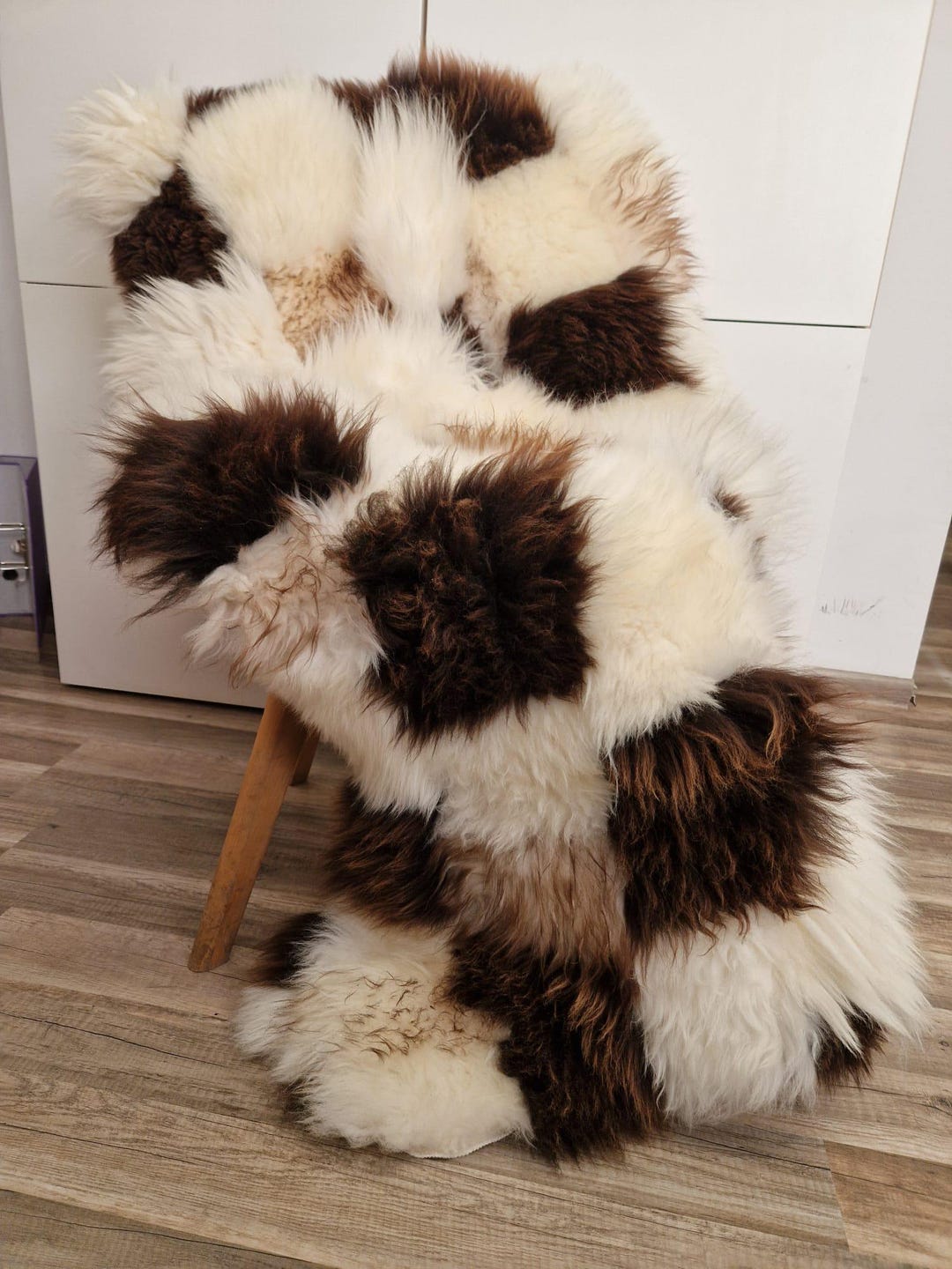 Natural 3 Color Patchwork Genuine Sheepskin Rug, 100% Sheep Skin Fur ...