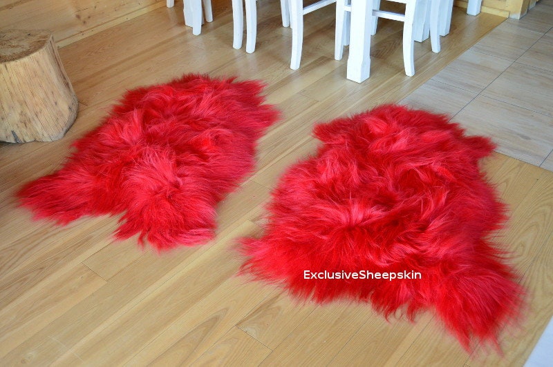 Red Icelandic Dyed Genuine Sheepskin Lambskin Sheep skin rug | Etsy
