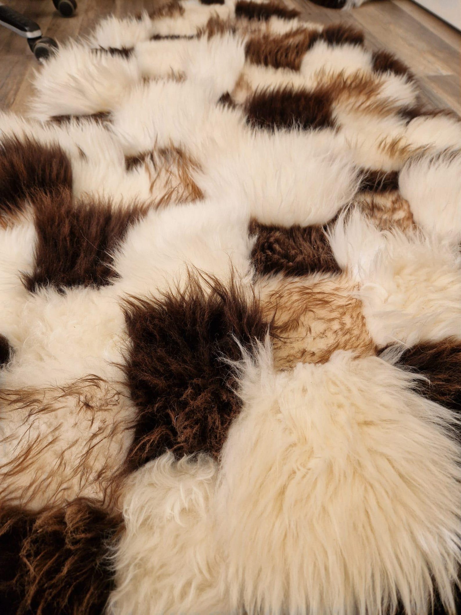 Natural 3 Color Patchwork Genuine Sheepskin Rug, 100% Sheep Skin Fur ...