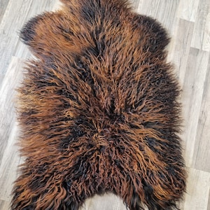 Curly Black/rusty Brown Color Genuine Sheepskin Rug 100% Sheep Skin ...