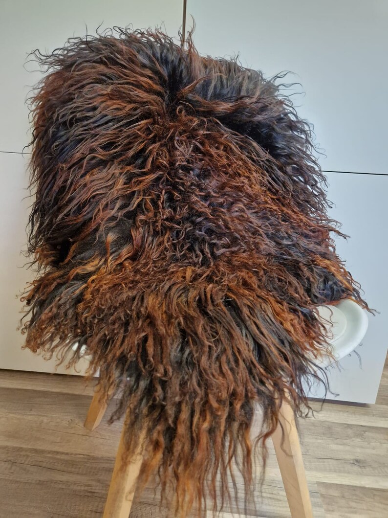 Curly Black/rusty Brown Color Genuine Sheepskin Rug 100% Sheep - Etsy