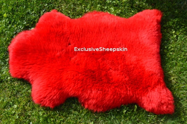 Red Dyed Genuine Sheepskin Lambskin Sheep Skin Rug Pelt Soft | Etsy