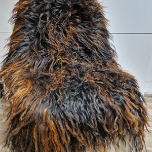 Curly Black/rusty Brown Color Genuine Sheepskin Rug 100% Sheep Skin ...