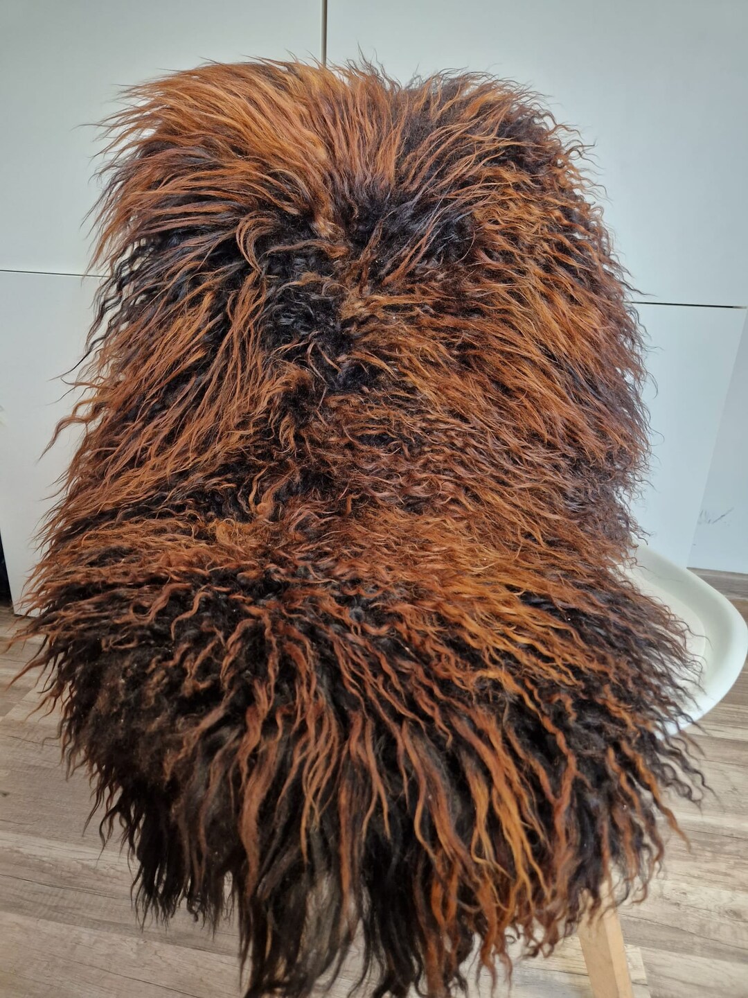 Curly Black/rusty Brown Color Genuine Sheepskin Rug 100% Sheep Skin ...