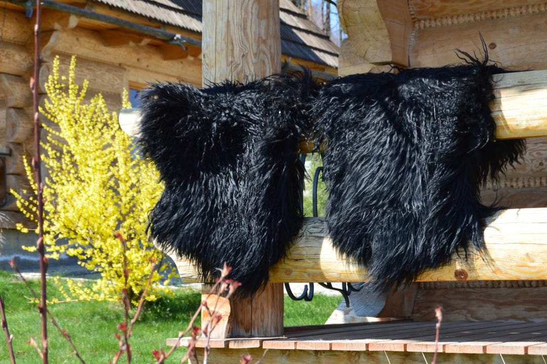 Black Natural Color Genuine Sheepskin Rug 100% Sheep Skin Leather Sheep ...