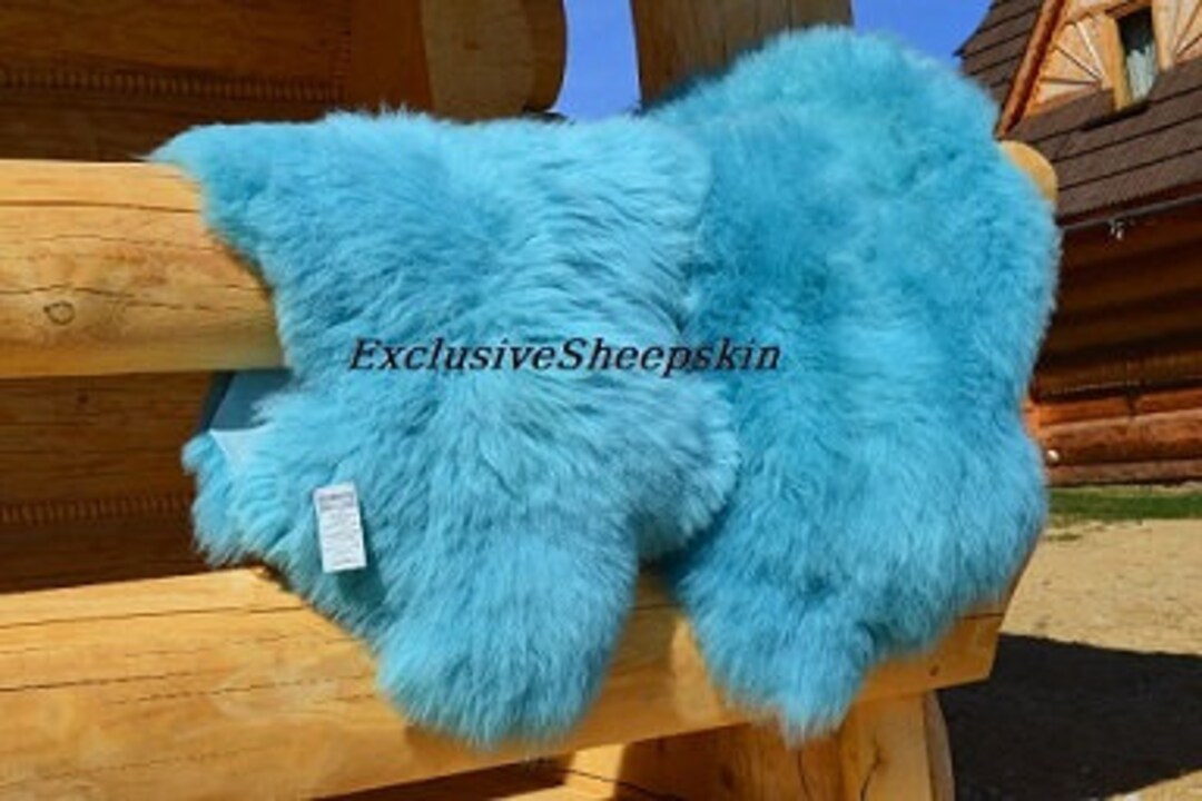 Light Blue Dyed Genuine Sheepskin Lambskin Sheep Skin Rug Pelt - Etsy