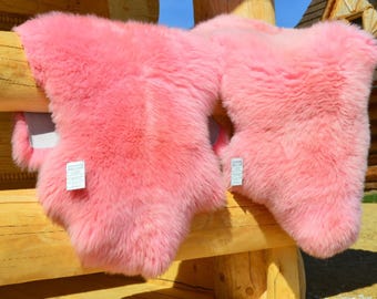 Maroon Dyed Genuine Sheepskin Lambskin Sheep Skin Rug Pelt Soft Wool ...