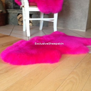 Dark Pink Dyed Genuine Sheepskin Lambskin Sheep Skin Rug Pelt Soft Wool ...