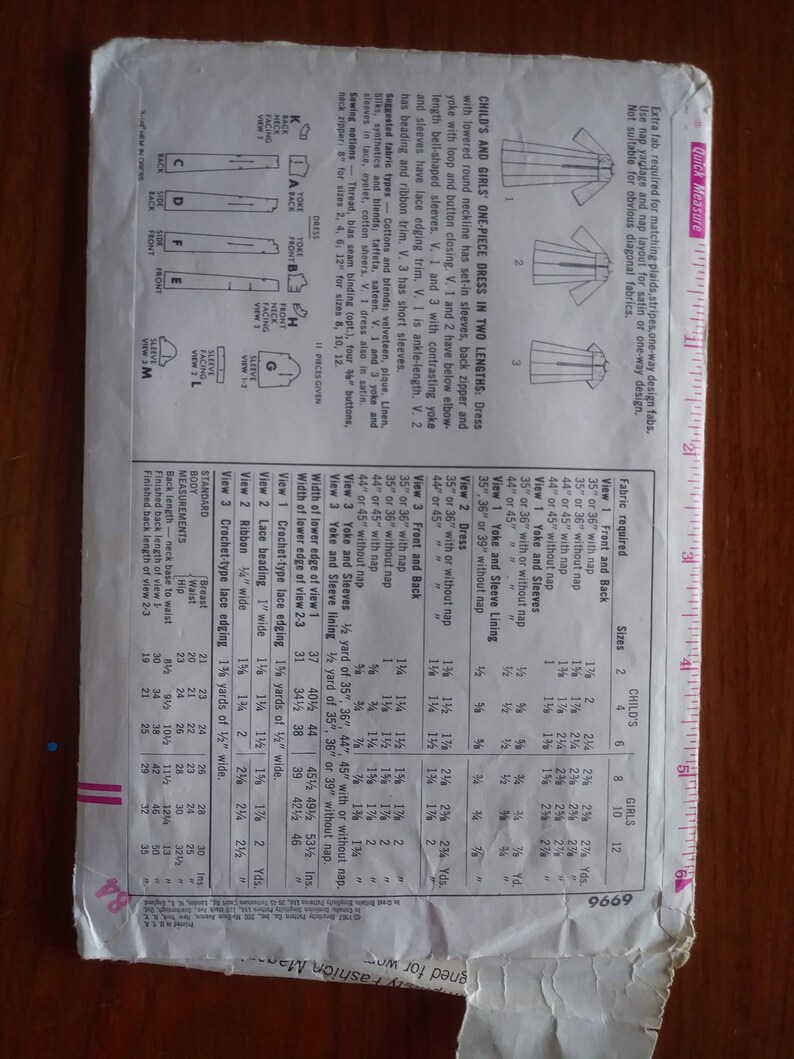 Simplicity Girl's Dress Sewing Patterns 1967, Pattern #6996, Child Size ...