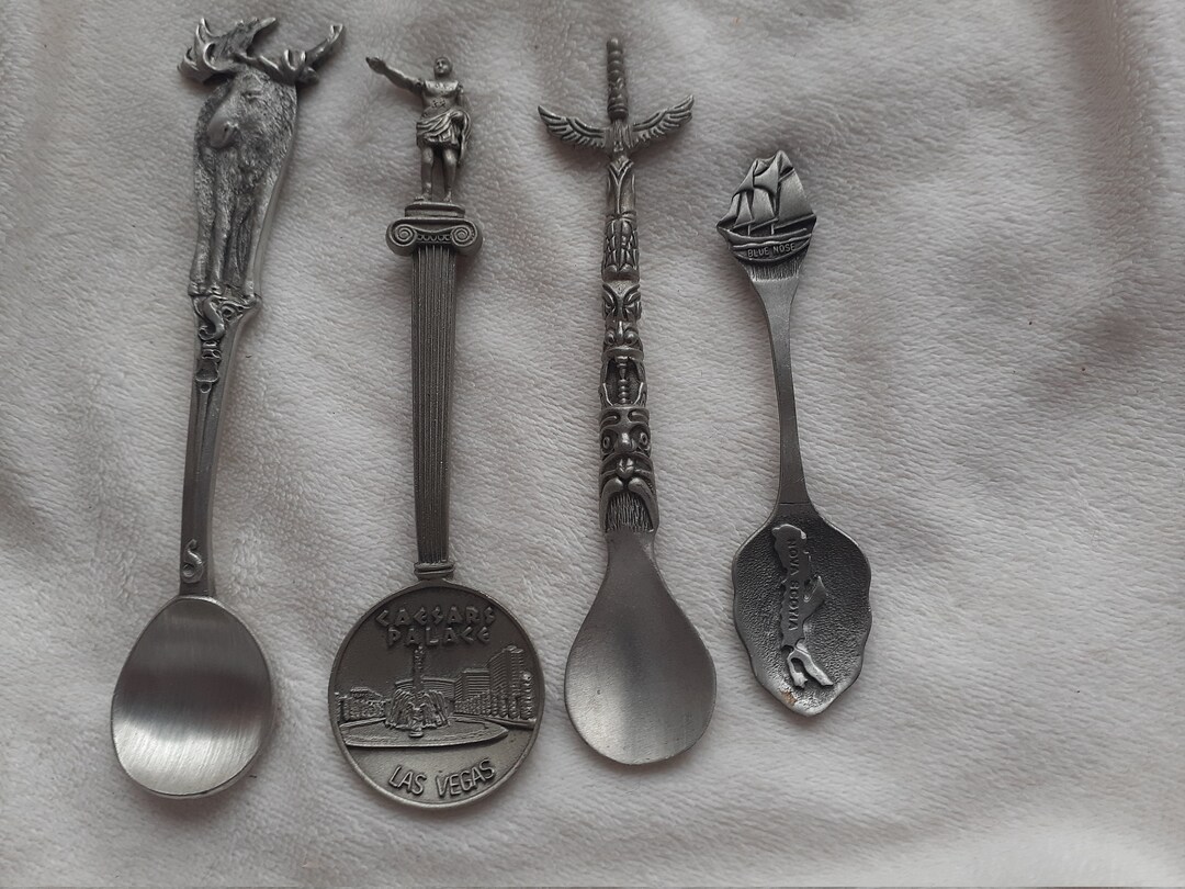 Lot of Pewter Collector Spoons, Souvenir Spoons, Pewter - Etsy