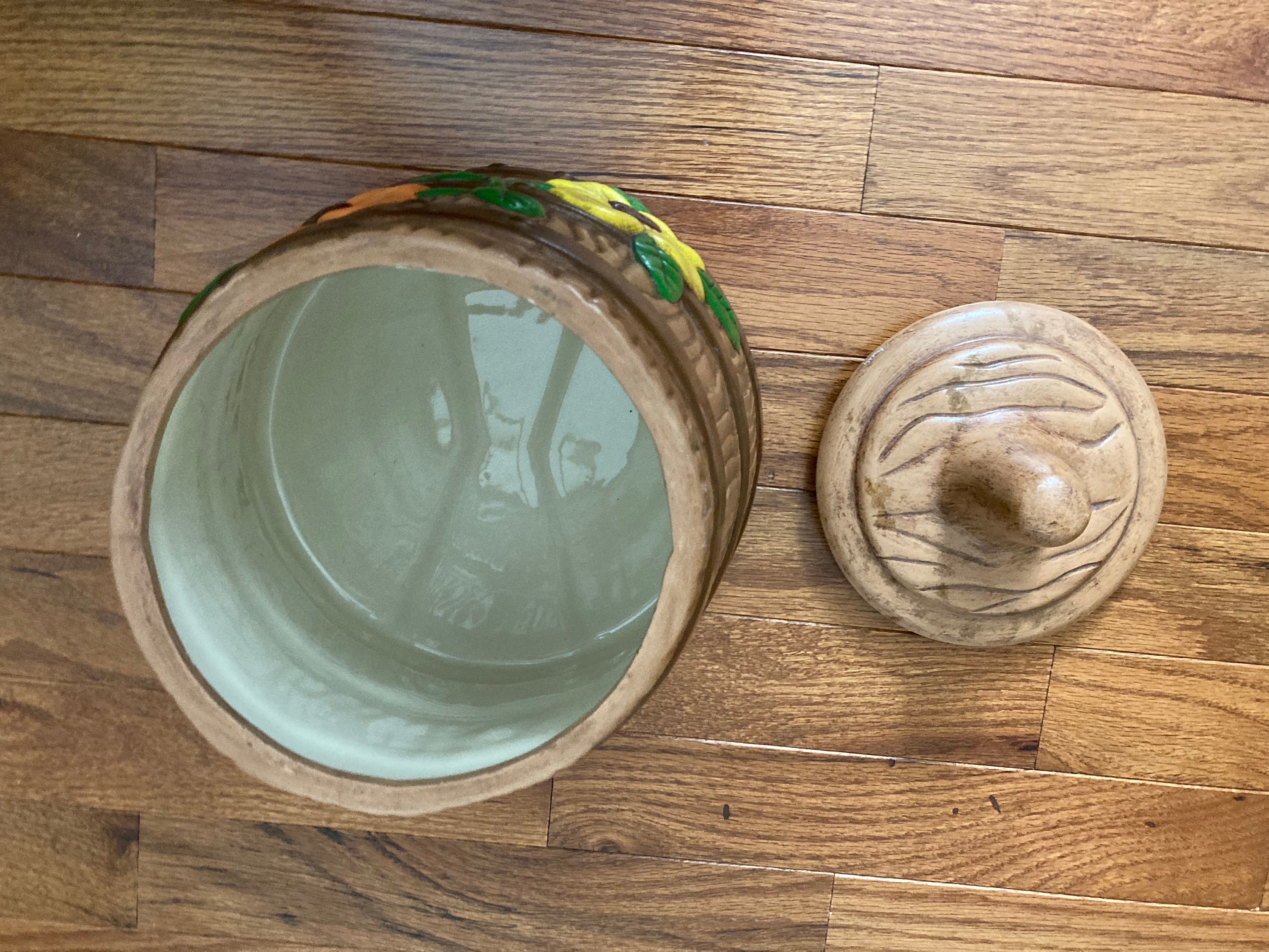 Vintage 1978 Oak Barrel / Tree With Flowers Ceramic Cookie Jar - Etsy
