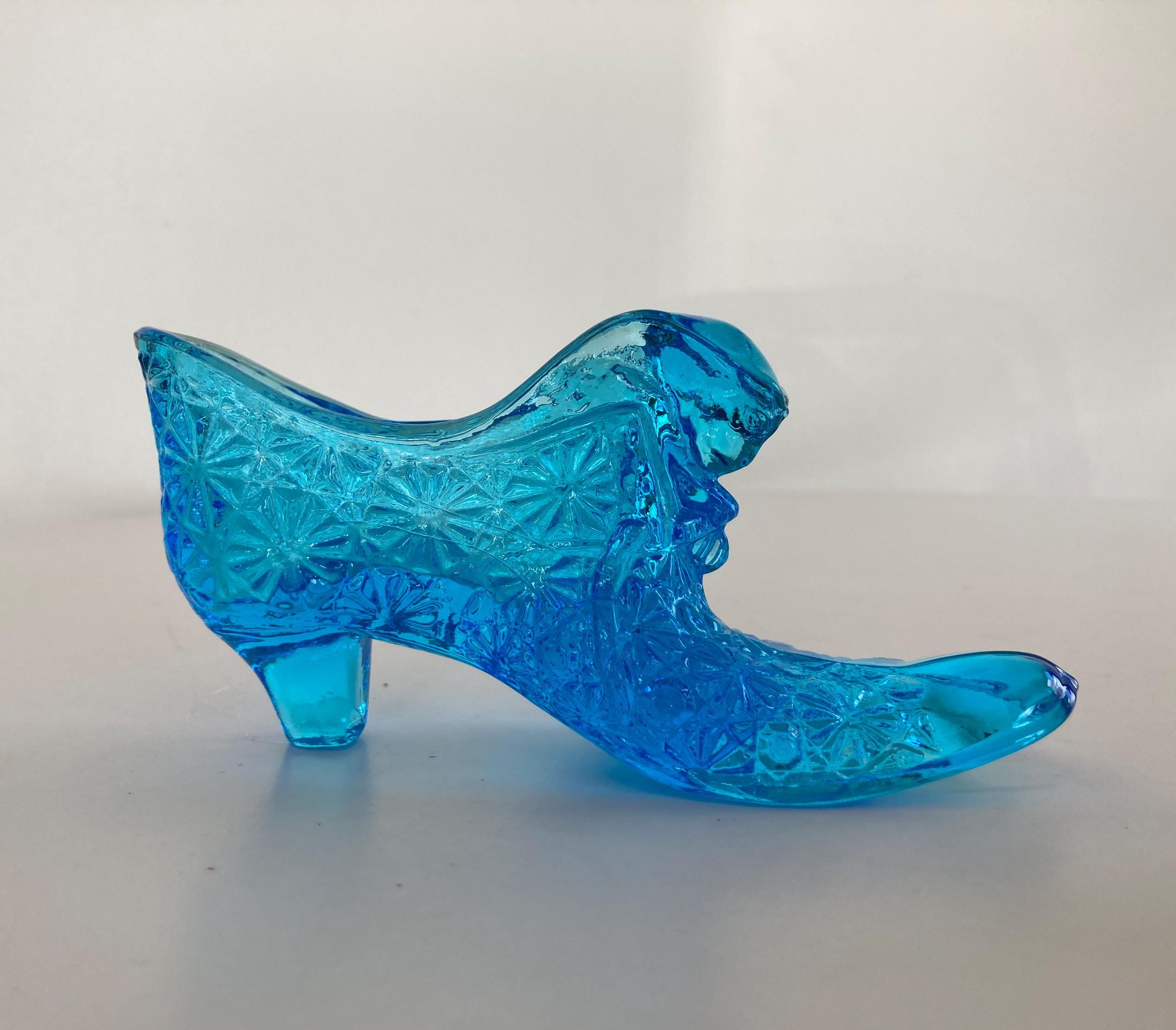 Vintage Fenton Glass Shoes Blue Orange Clear - Etsy