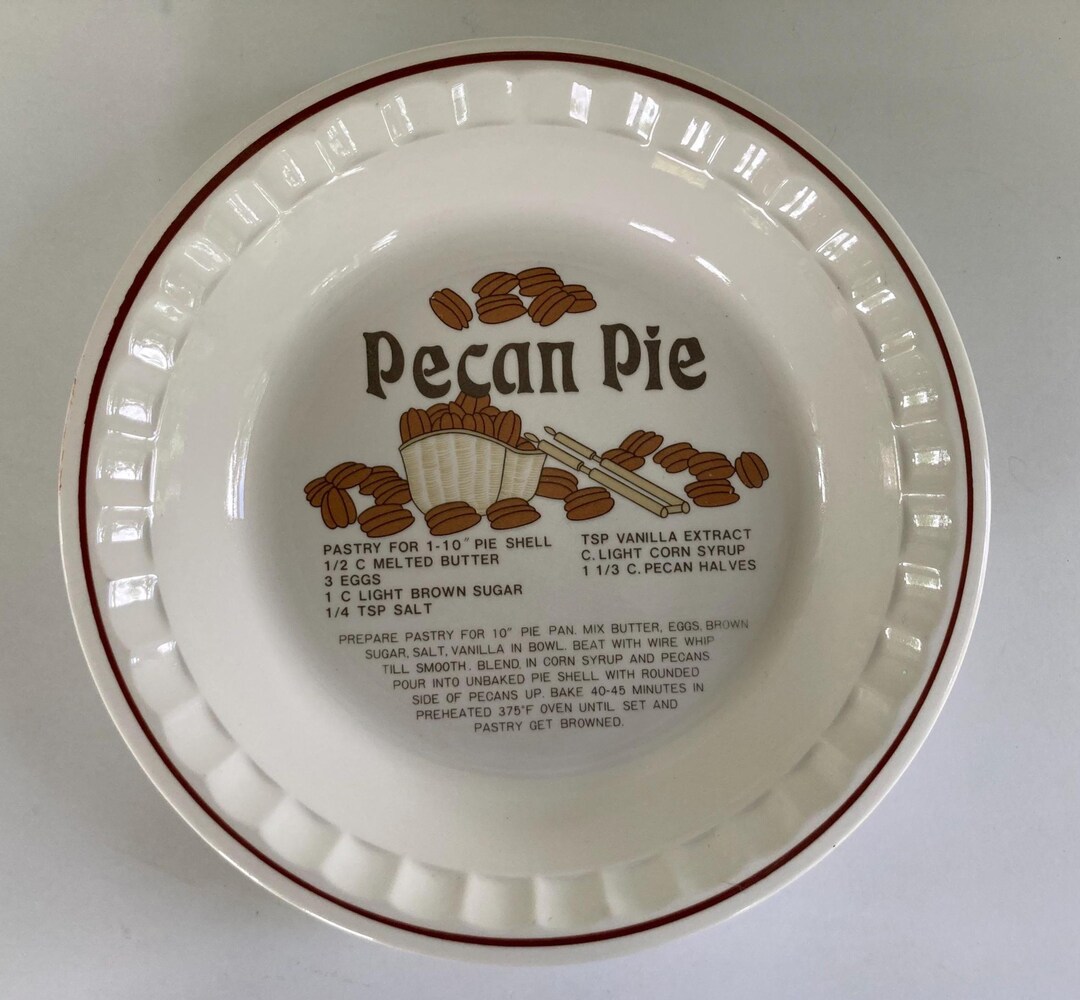 VTG Vintage 1980s Pecan Pie Ceramic Pie Plate With Recipe by Hankook - Etsy