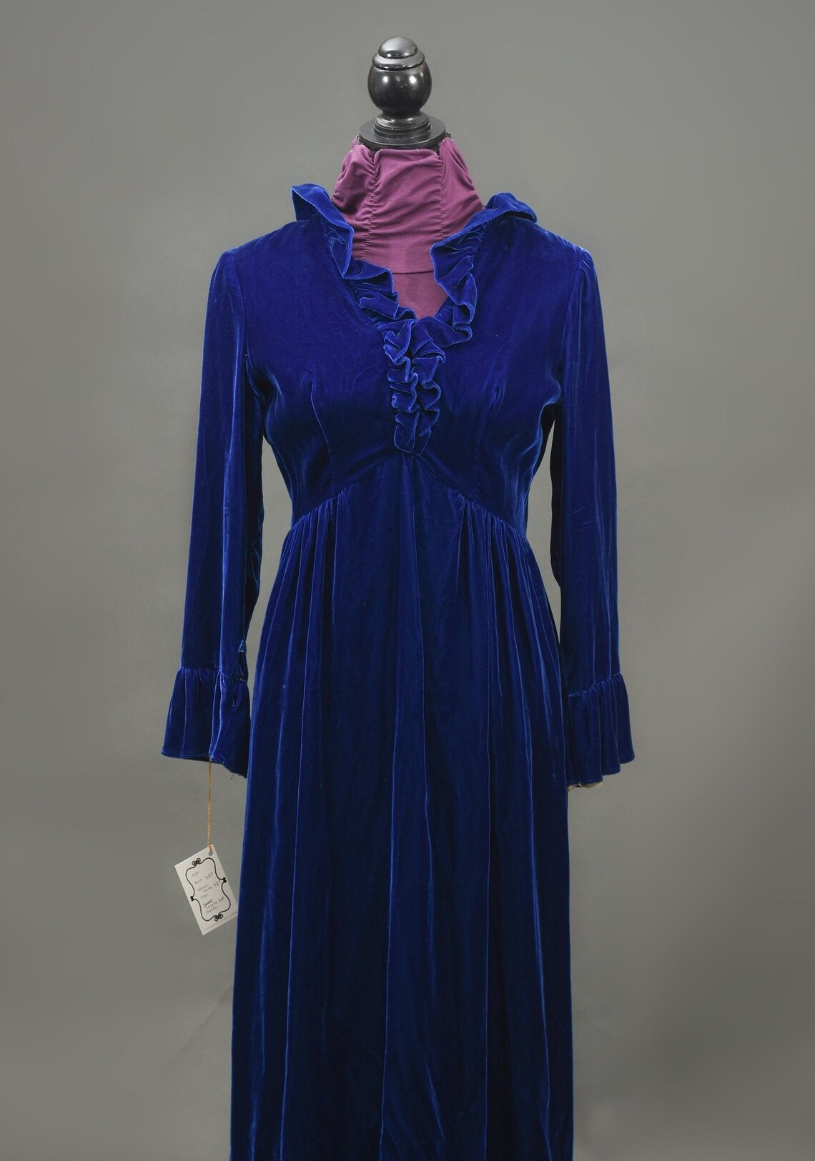 Dark Blue Velvet Early 1970s Lorrie Deb Bohemian Dress With - Etsy