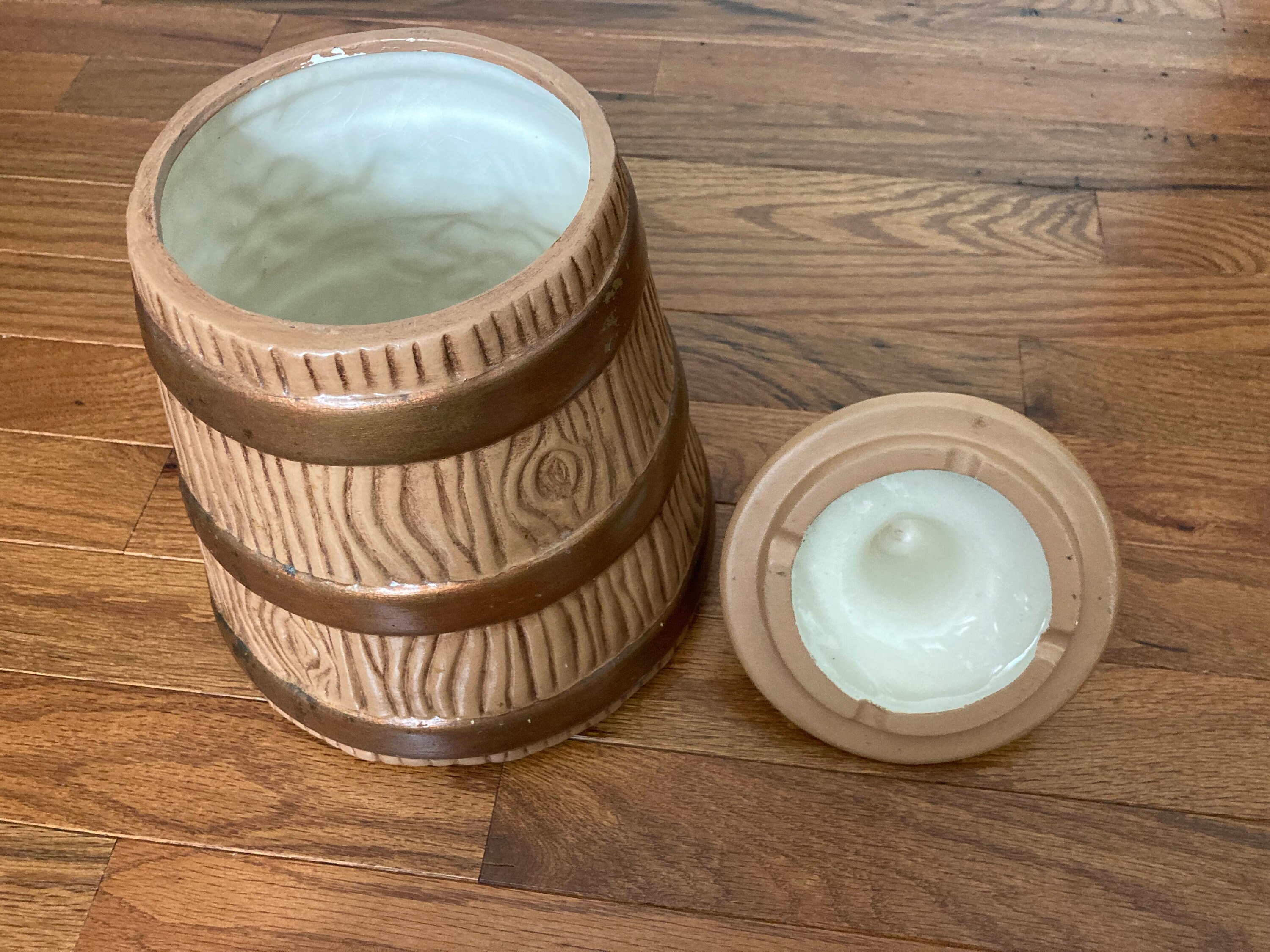 Vintage 1978 Oak Barrel / Tree With Flowers Ceramic Cookie Jar - Etsy