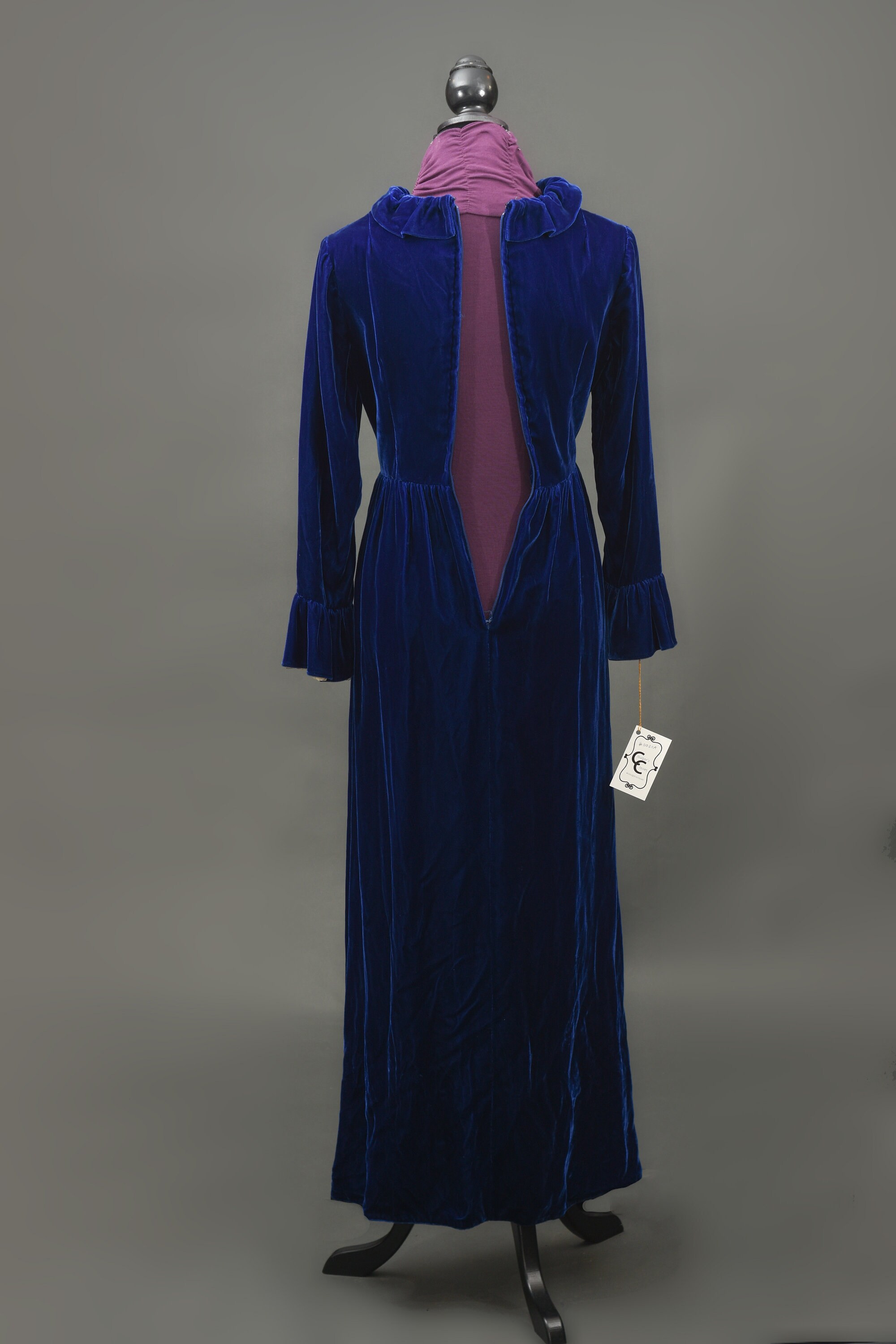 Dark Blue Velvet Early 1970s Lorrie Deb Bohemian Dress With - Etsy