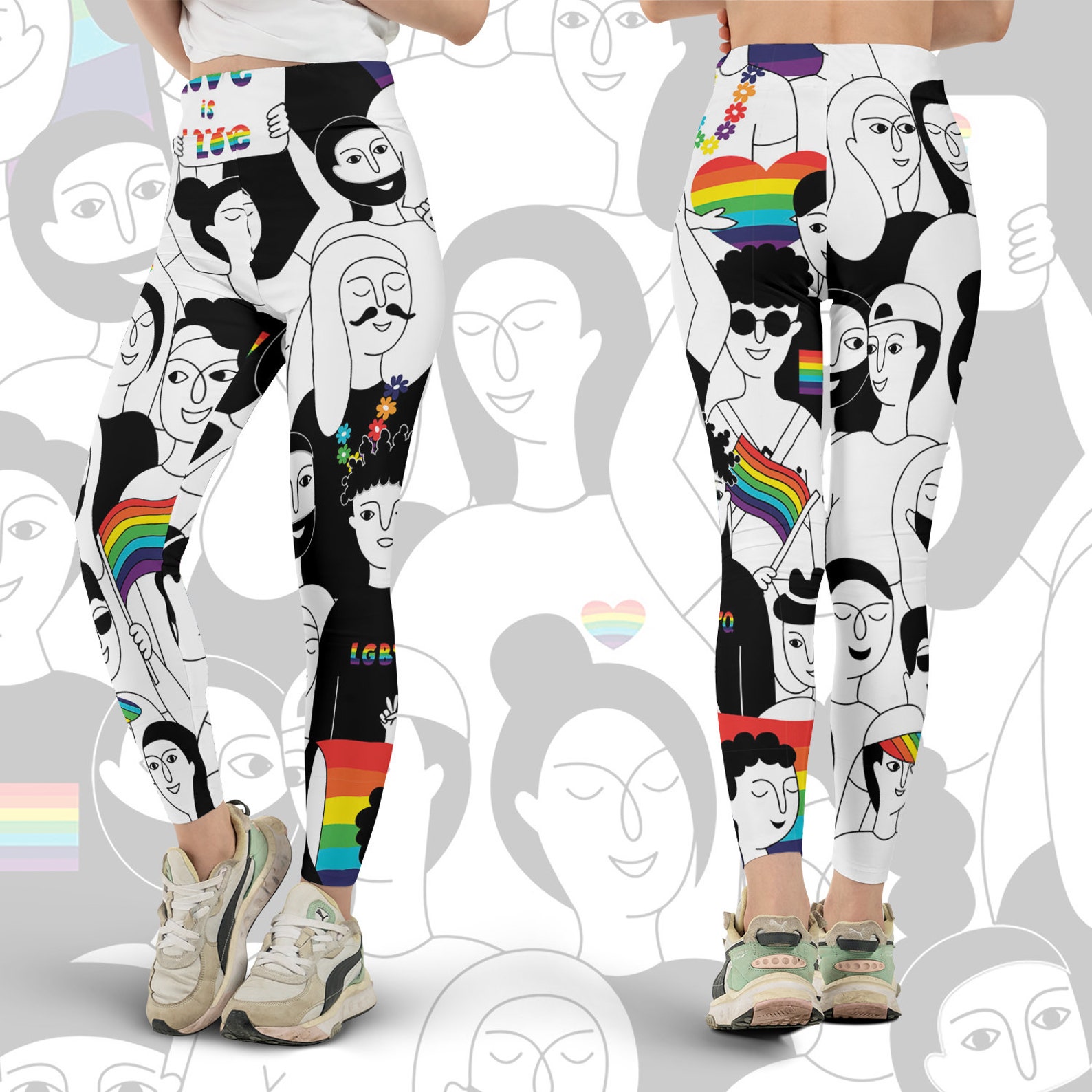 LGBTQIA Pride March Leggings Lgbtq Pants, Printed Leggings, All Over ...