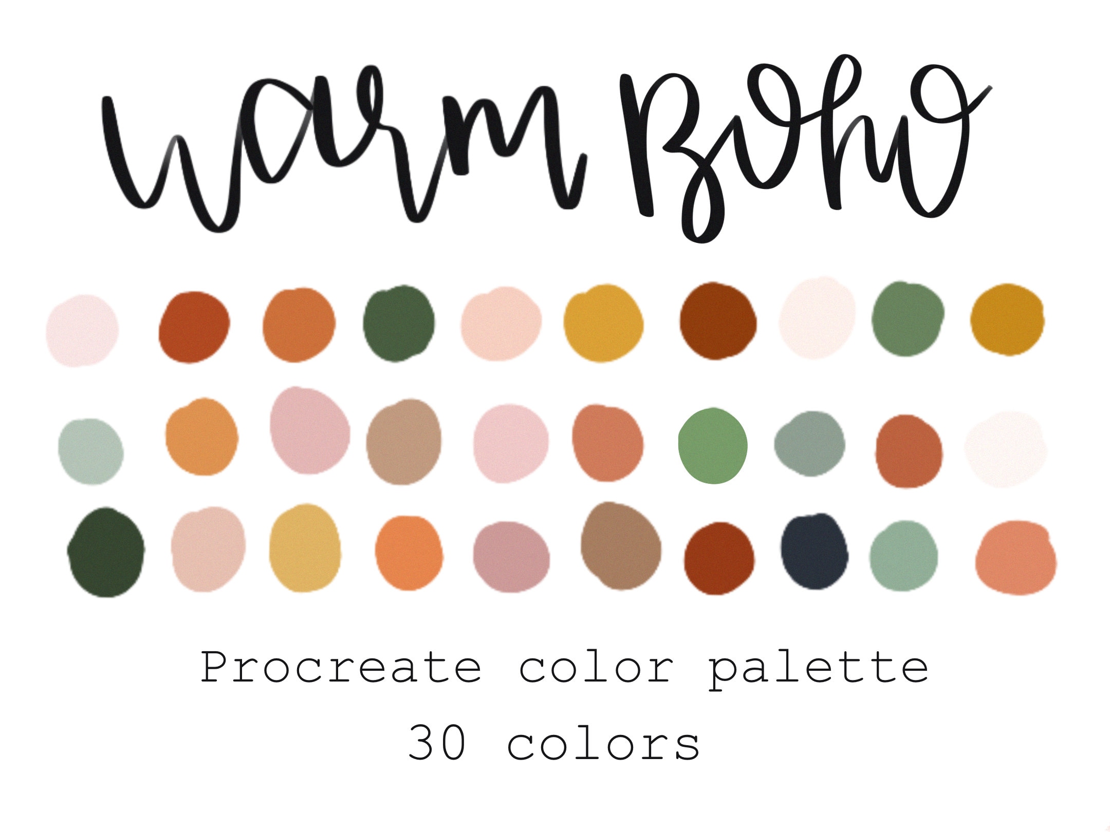 Warm Boho Procreate Palette/color Palette - Etsy