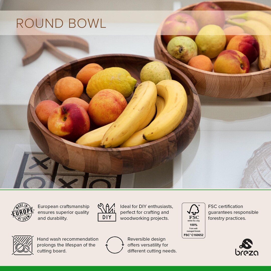 Round Wooden Bowl, Fruit Bowl, Snacks Bowl, Wooden Decor - Etsy