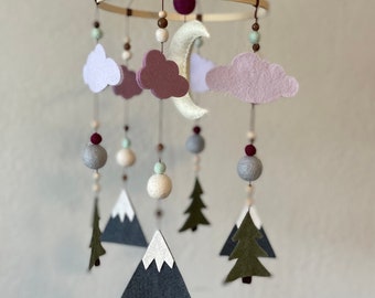 Basic Felt Woodland Mobile Forest Blush and Neutral Nursery Decor Girl ...