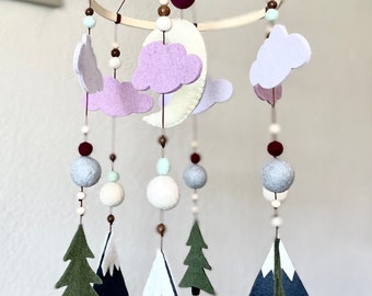 Felt Mountain Woodland Mobile Boy Nursery Decor - Etsy