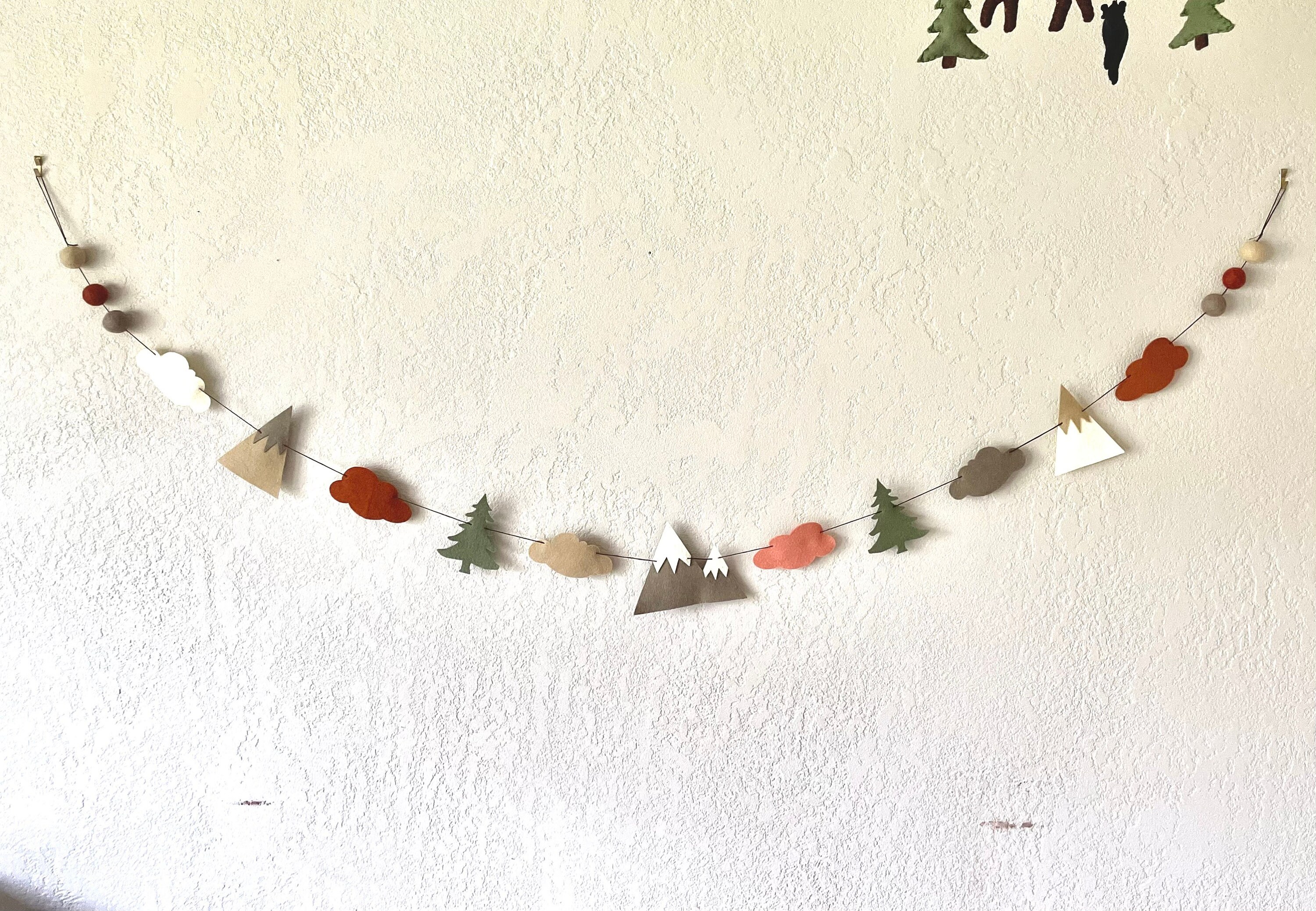 Felt Woodland Mountain Banner Forest Nursery Decor Rustic - Etsy