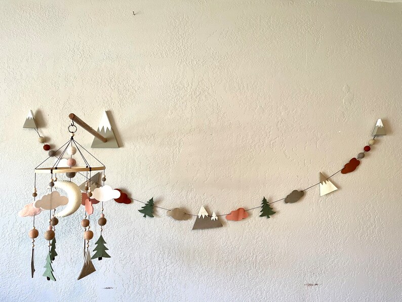 Felt Woodland Mountain Banner Forest Nursery Decor Rustic - Etsy