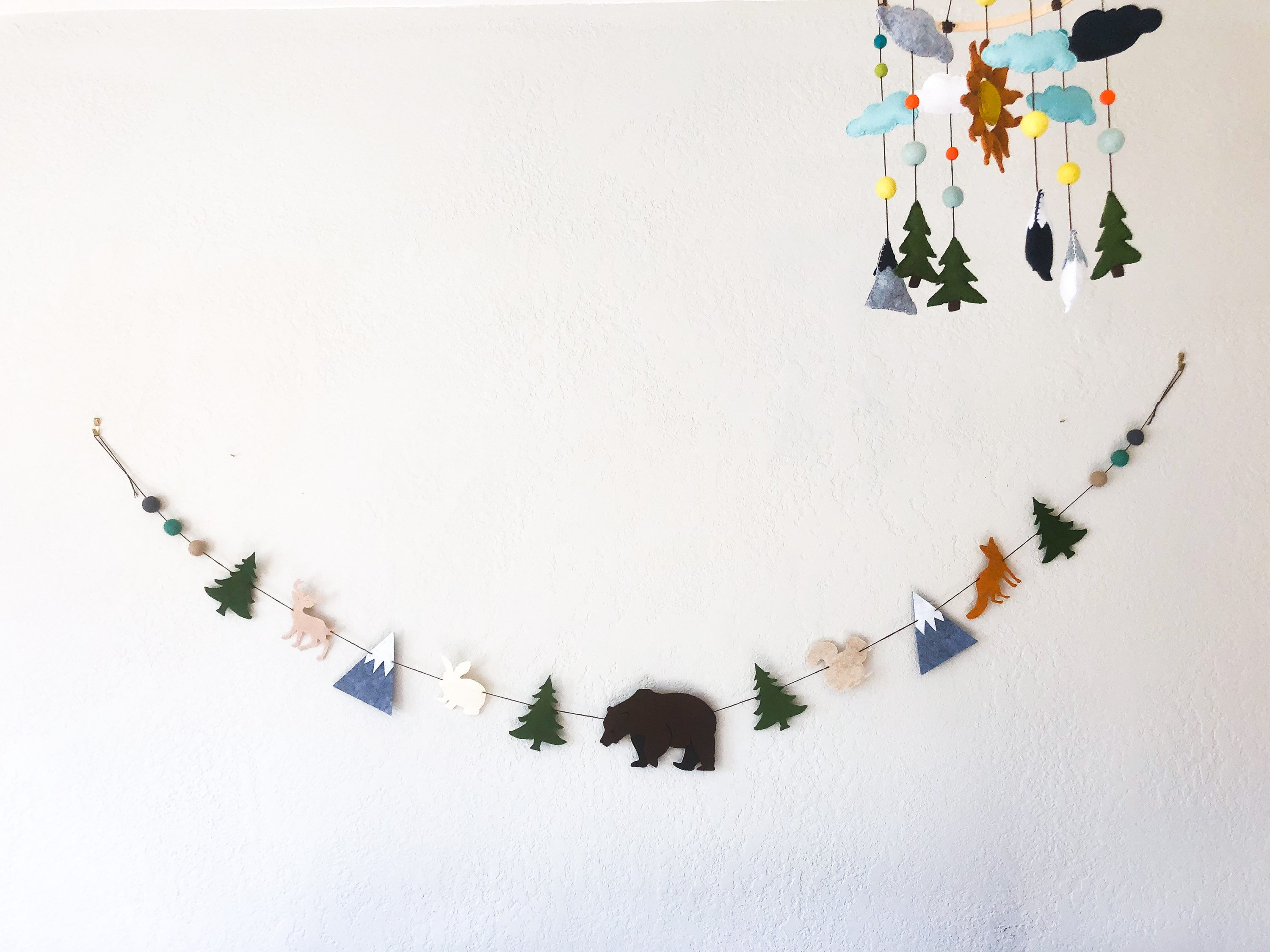 Felt Woodland Animal Banner Mountain Forest Nursery Bunting - Etsy